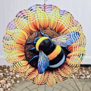 Sunflower Bumble Bee Wind Spinner, Garden Decoration, Honey, Outdoor ...