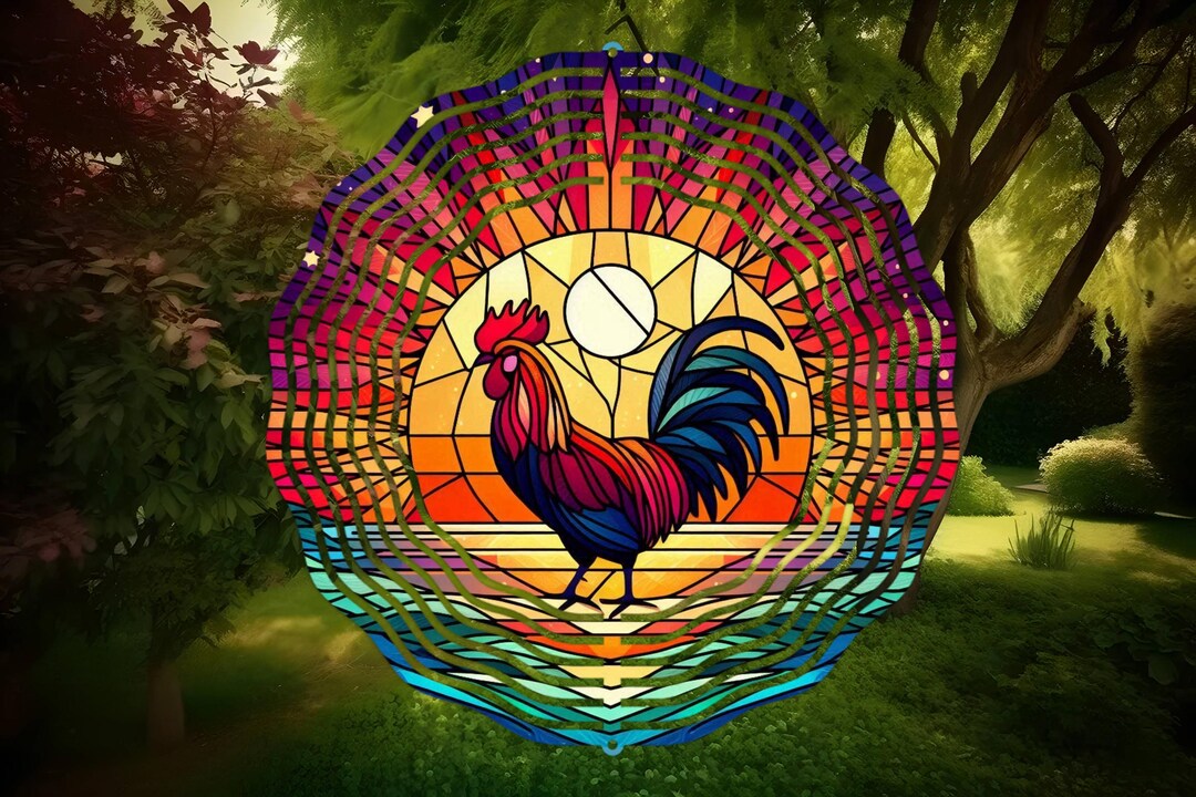 Vibrant Rooster Wind Spinner, Garden Decoration, Outdoor, Farm, Chicken ...