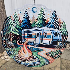 Camping Wind Spinner, Camp Fire, RV, Family Camping, Garden Decoration ...