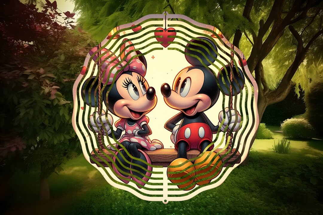 Mickey and Minnie Mouse on a Swing Wind Spinner, Garden Decoration - Etsy