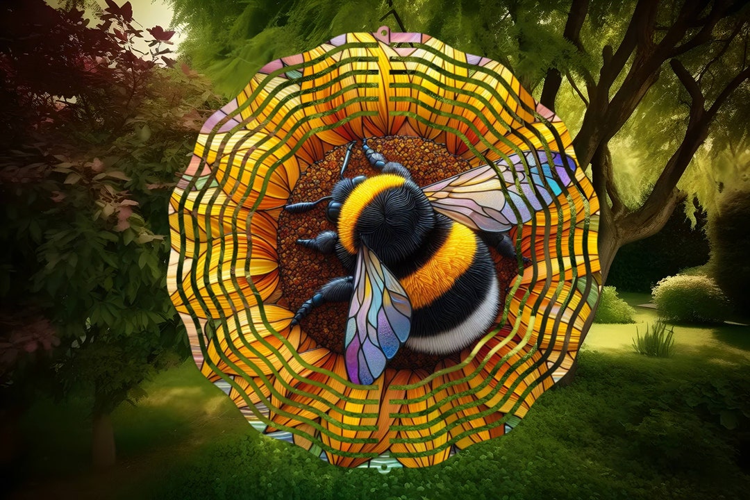 Sunflower Bumble Bee Wind Spinner, Garden Decoration, Honey, Outdoor ...