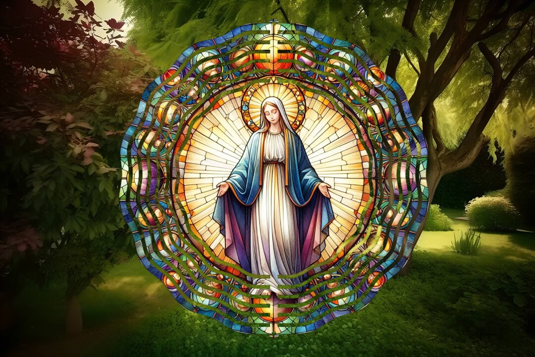 Blessed Mother Mary Wind Spinner, Garden Decoration, Religious, Jesus ...