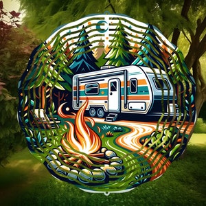 Camping Wind Spinner, Camp Fire, RV, Family Camping, Garden Decoration ...