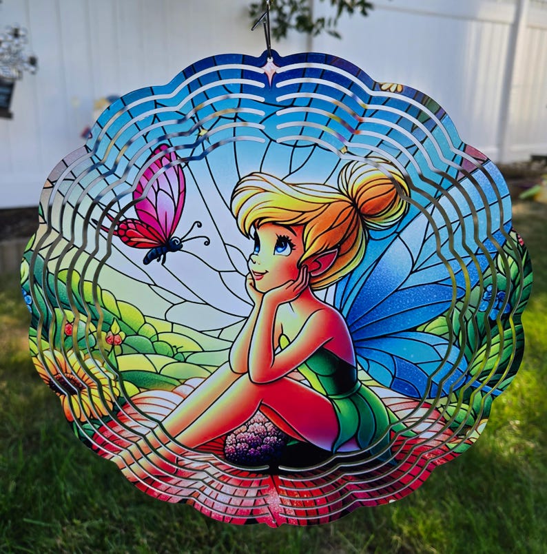 Tinker Bell Sitting Pretty Wind Spinner, Garden Decoration, Outdoor ...