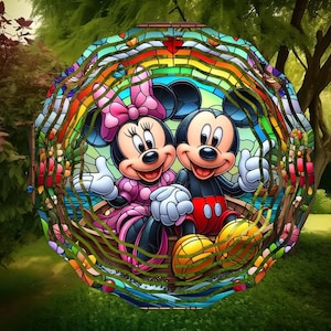 Mickey and Minnie Mouse Wind Spinner, Garden Decoration, Outdoor ...
