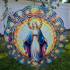 Blessed Mother Mary Wind Spinner, Garden Decoration, Religious, Jesus ...