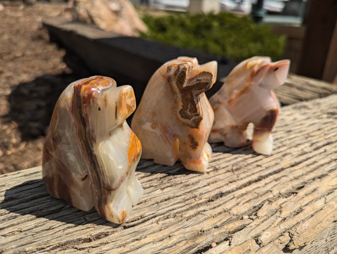 Carved Onyx Dog Figurine: Stone Animal Statue - Etsy