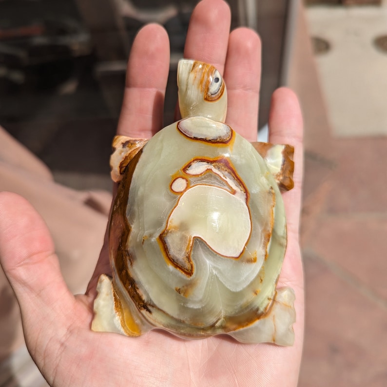 Carved Onyx Turtle Statue: Stone Animal Figurine (4 Inch) - Etsy