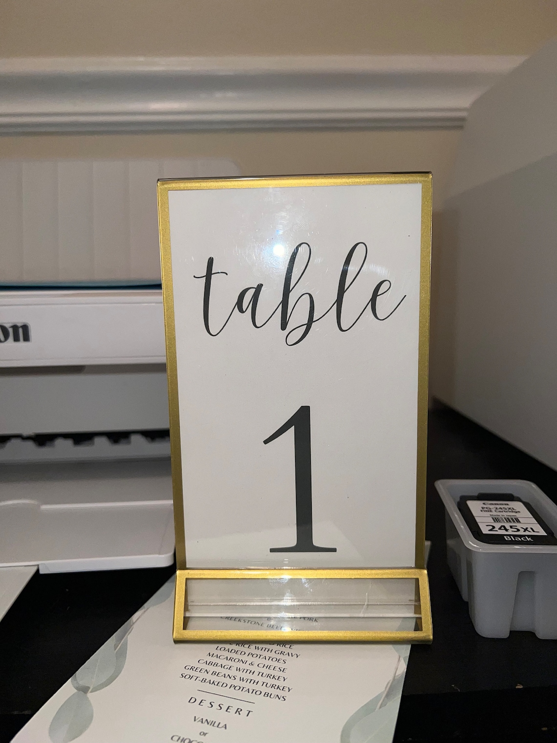 Green & Off-white Gold Acrylic Frame Table Number Prints Only ...