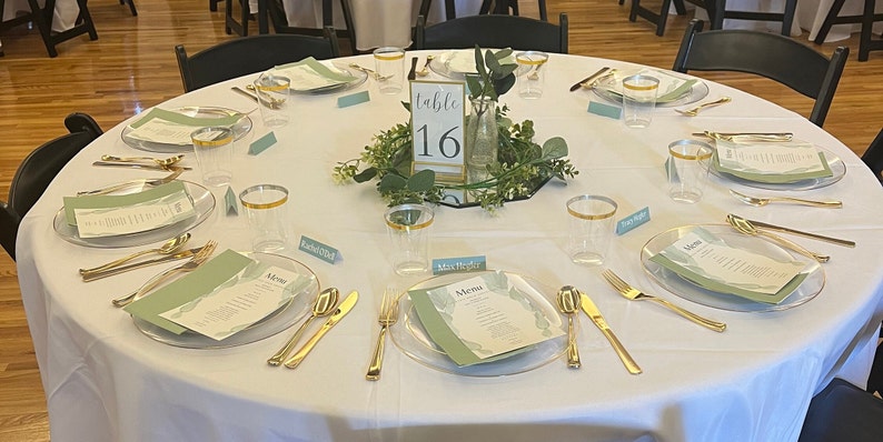 Green & Off-white Gold Acrylic Frame Table Numbers - Set of 10, 15, or ...