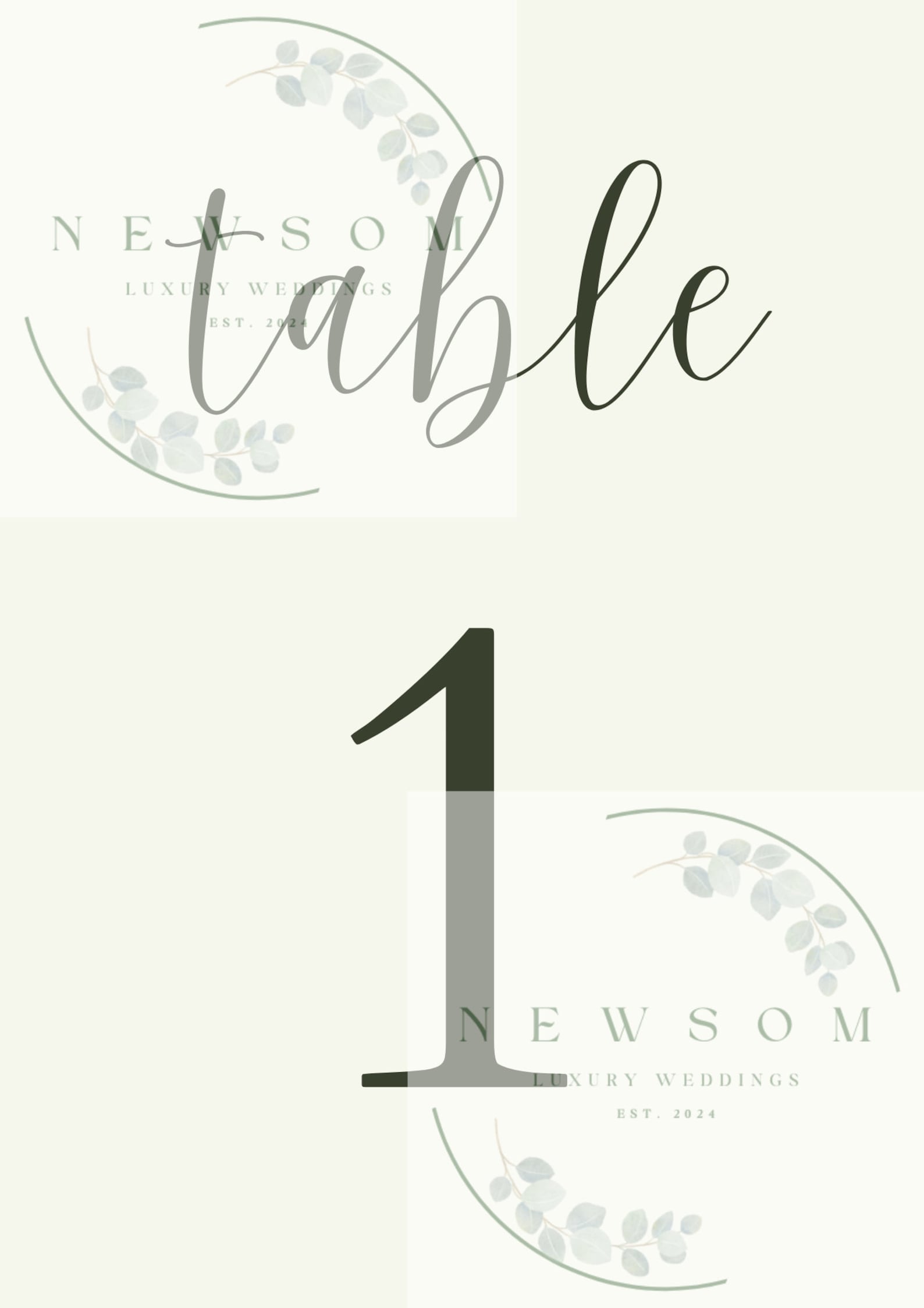 Green & Off-white Gold Acrylic Frame Table Number Prints Only ...