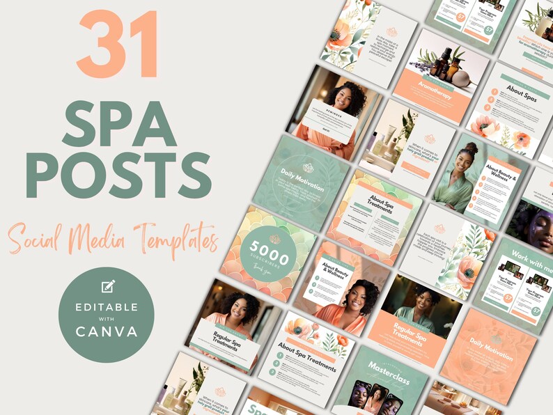 Spa Social Media Template | Spa Instagram Posts | Skincare Social Media ...