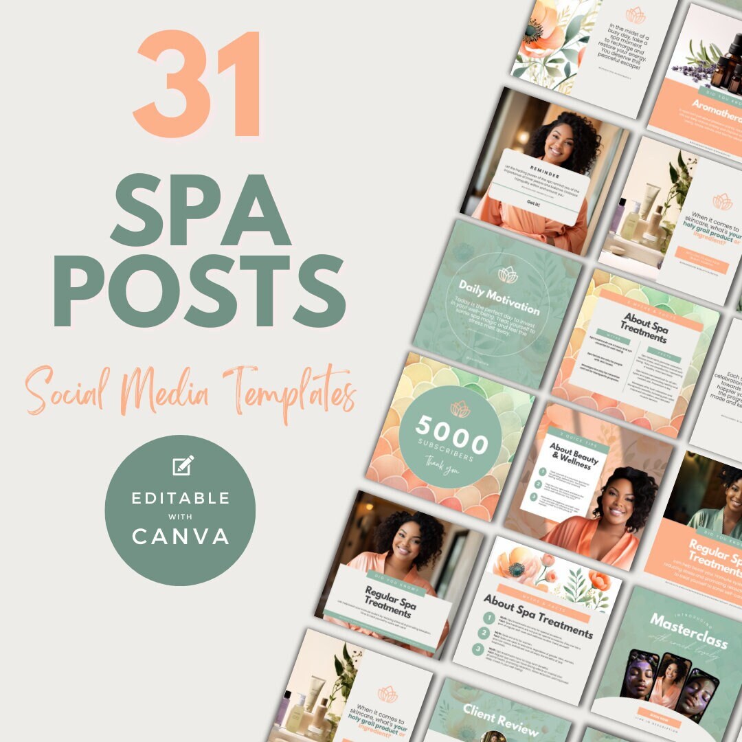 Spa Social Media Template | Spa Instagram Posts | Skincare Social Media ...