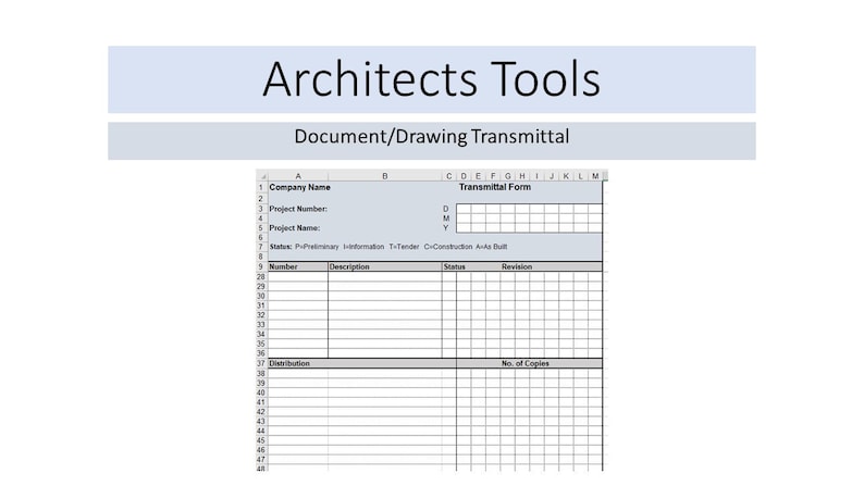 Template Document Drawing Register Transmittal Issue Sheet - Etsy Australia