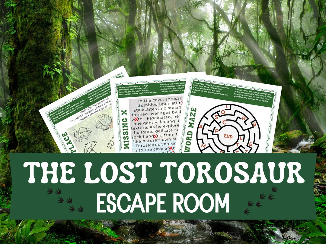 Escape Room for Kids Printable Kit Lost Torosaur Kids Puzzle Family ...