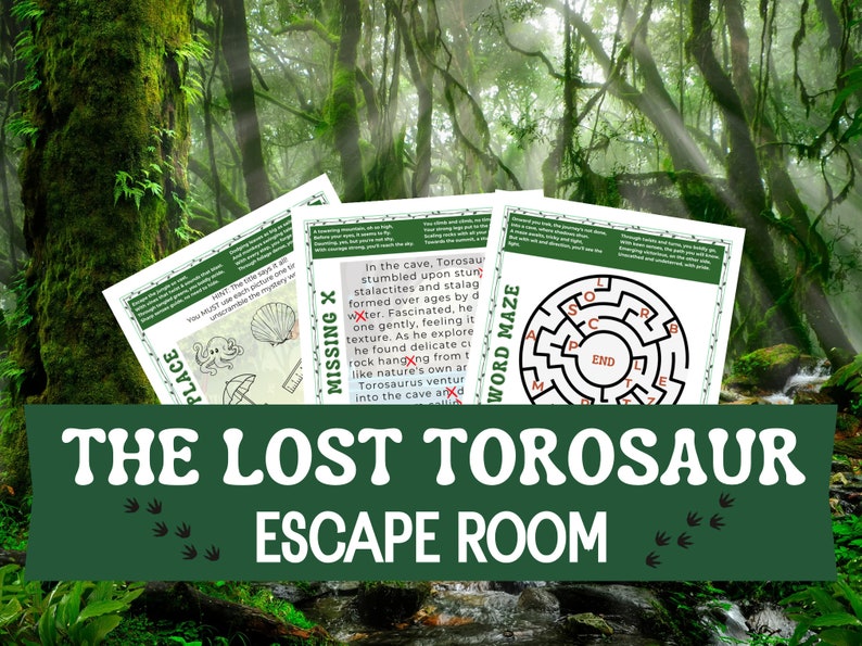 Escape Room for Kids Printable Kit Lost Torosaur Kids Puzzle Family ...