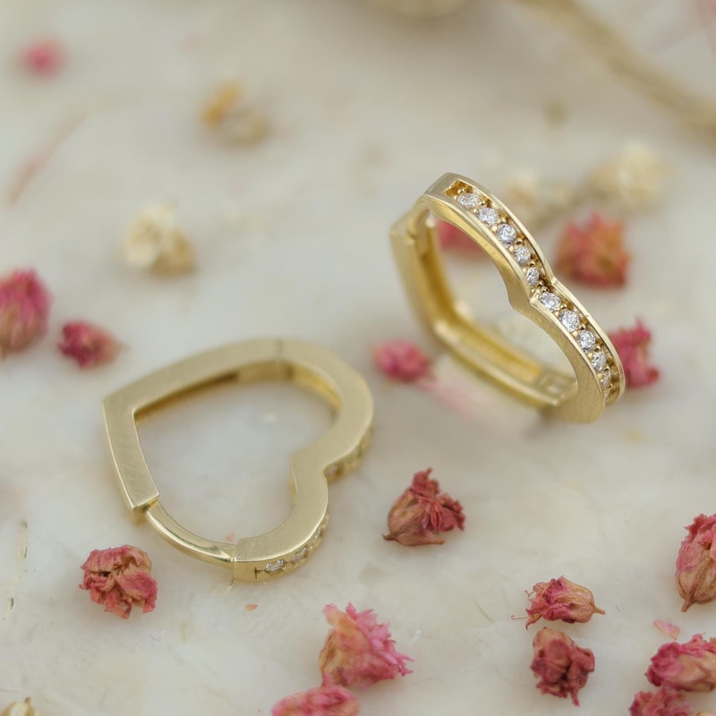 Heart Huggie Earrings - Etsy