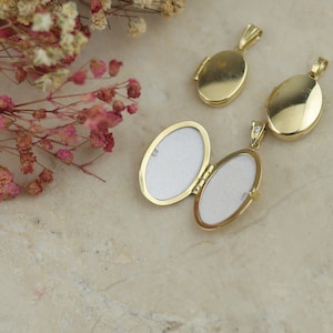 Personalized 14k Solid Gold Oval Photo Locket Medallion Necklace ...