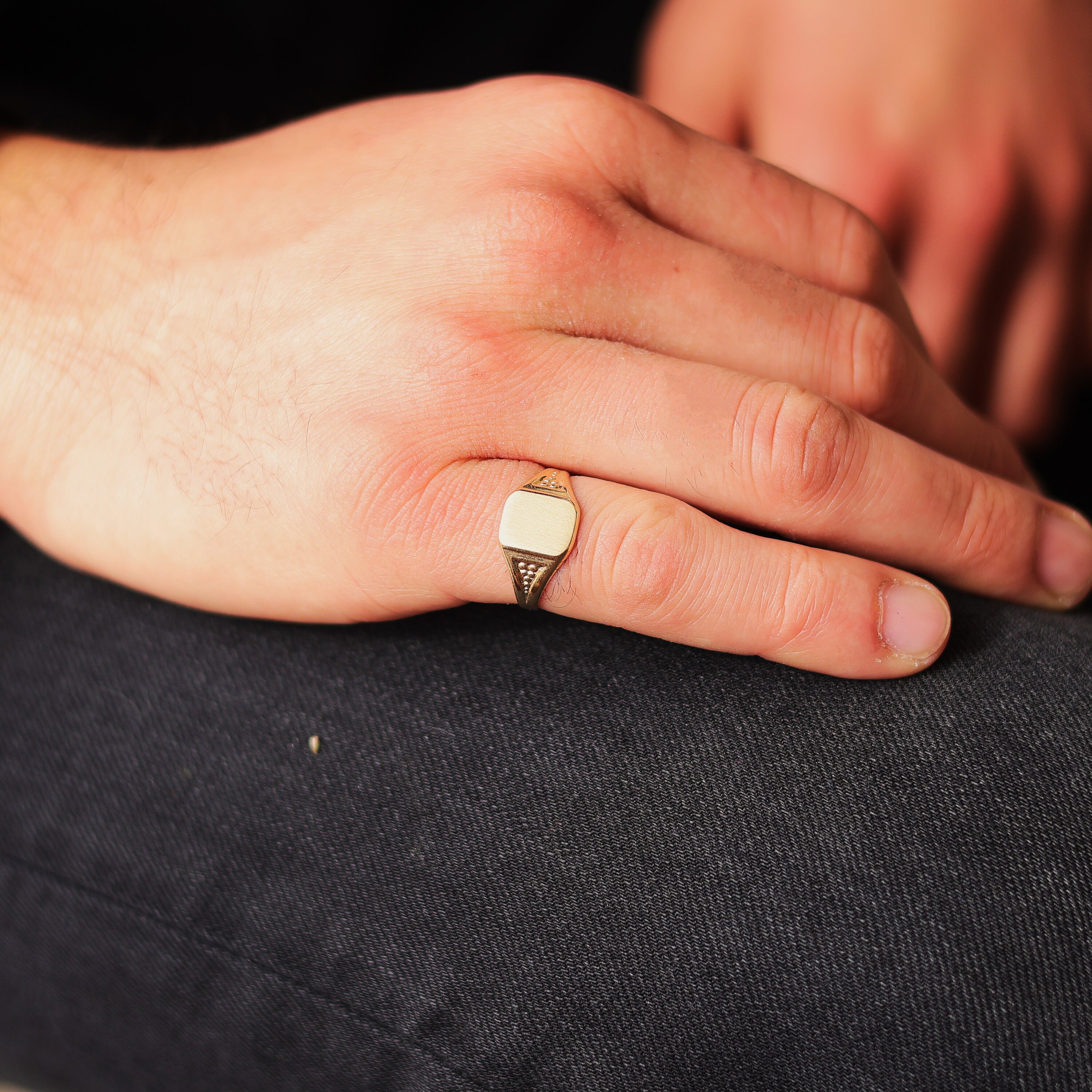 Gold Custom Engraved Signet Ring , 14k Solid Gold Personalized Pinky ...