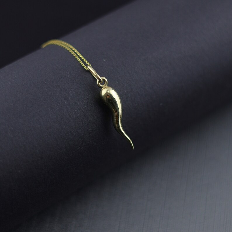 14k Gold Italian Horn Cornicello Pendant for Men , 14k Solid Gold ...