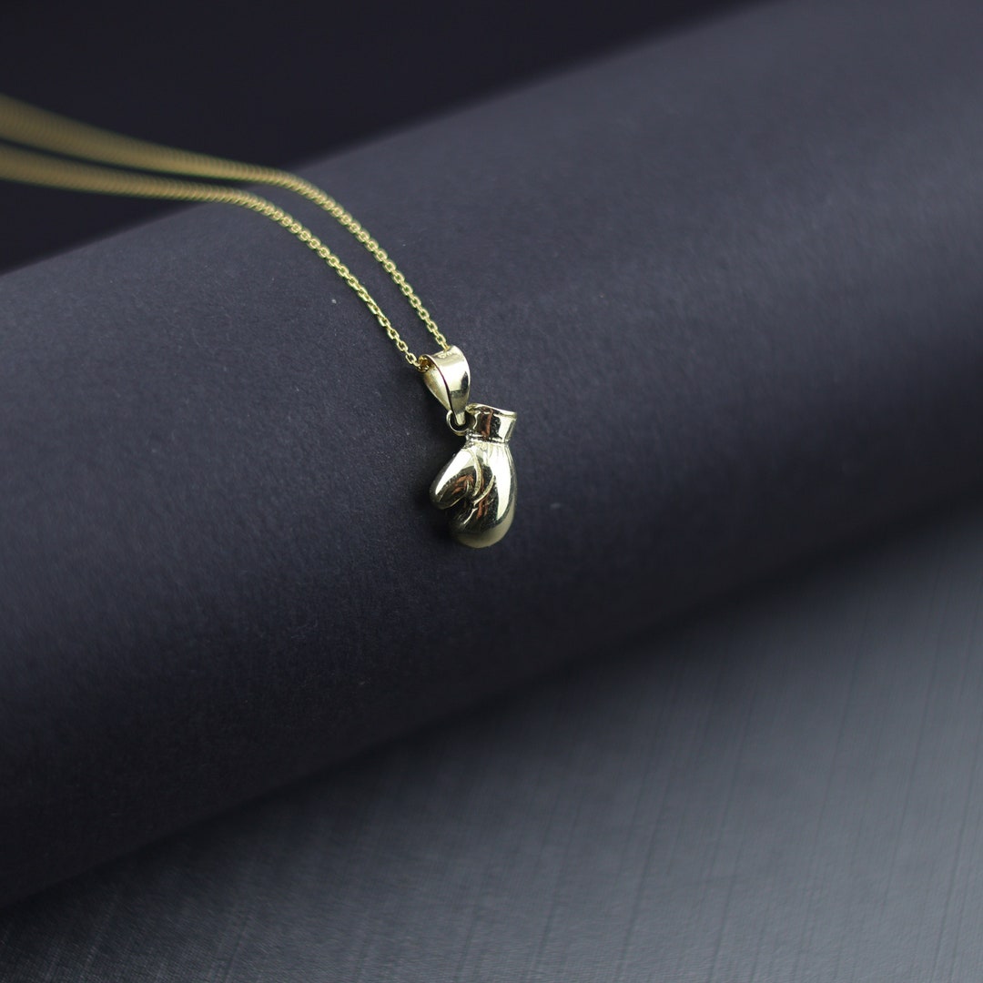 14k Solid Gold Boxing Gloves Necklace for Mens , Personal Trainer Coach ...