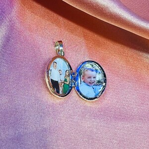 Personalized 14k Solid Gold Oval Photo Locket Medallion Necklace ...