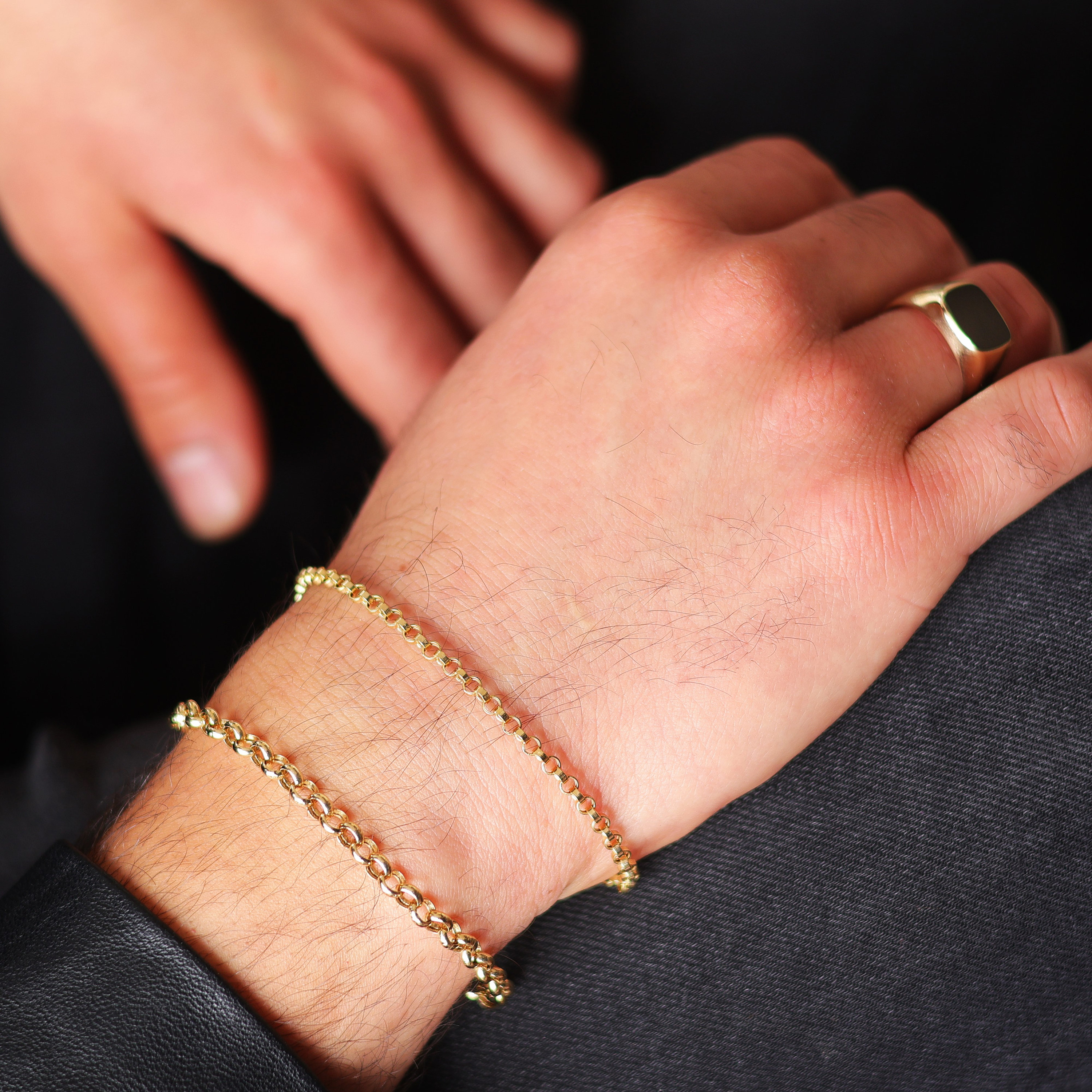 Thick or Thin Rolo Chain Bracelet , Trendy 14k Solid Gold Heavy Rolo ...