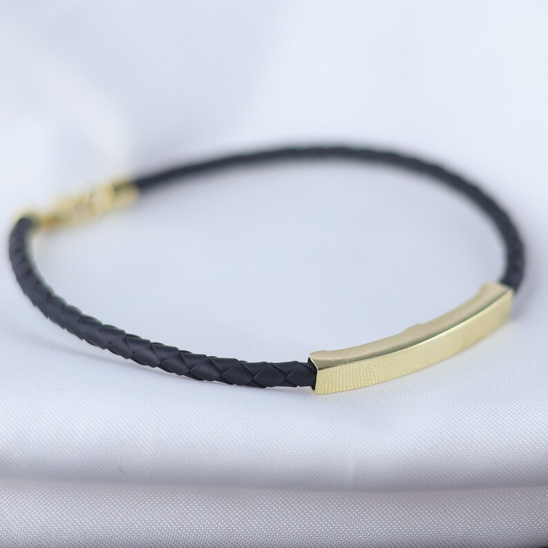 Personalized Gold Bar Bracelet , Custom Engravable 14k Solid Gold ...