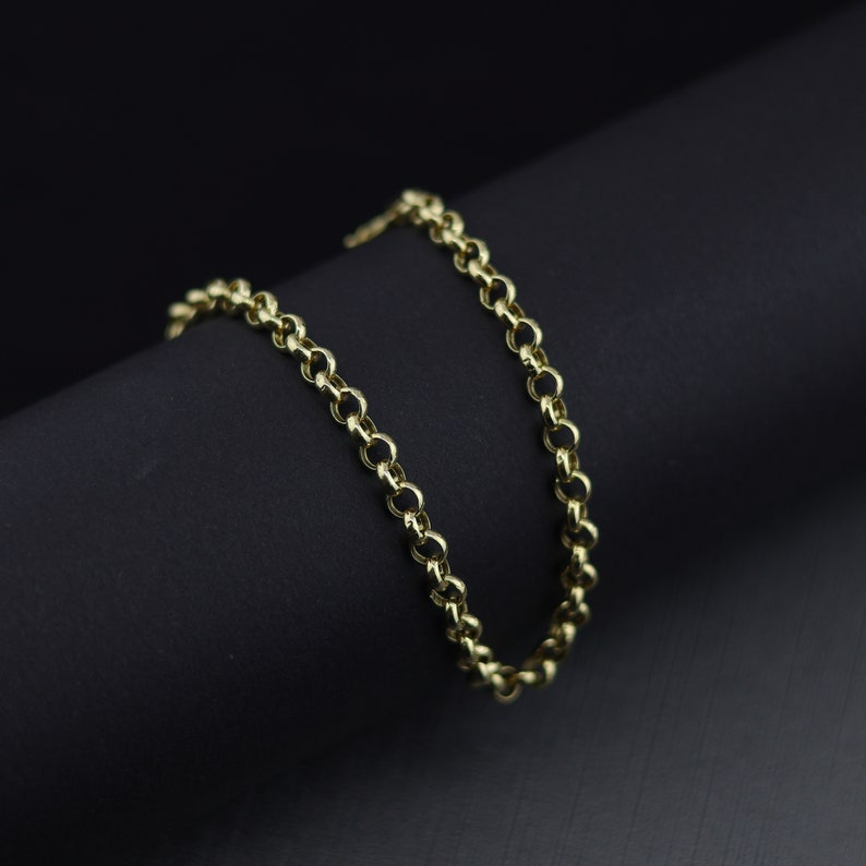 Thick or Thin Rolo Chain Bracelet , Trendy 14k Solid Gold Heavy Rolo ...