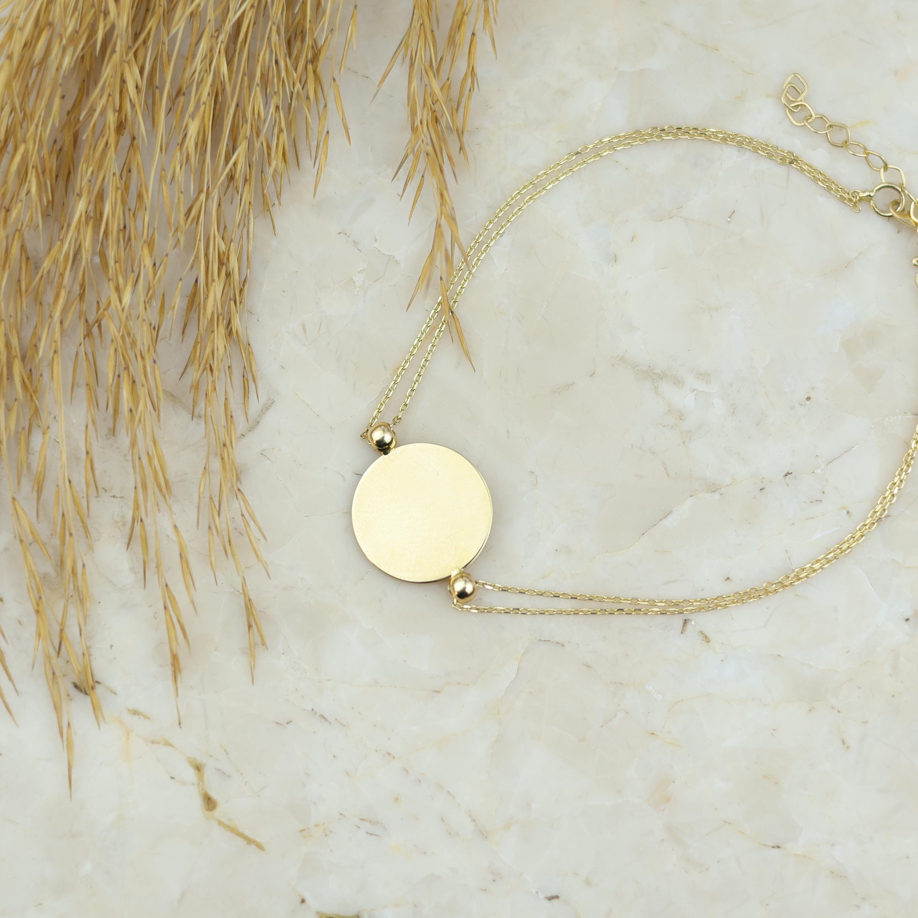 Personalized Engravable Disc Bracelet , 14k Solid Gold Custom Name ...