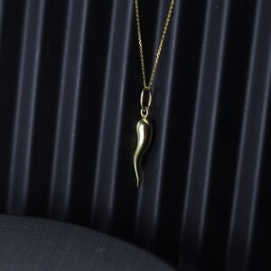 14k Gold Italian Horn Cornicello Pendant for Men , 14k Solid Gold ...
