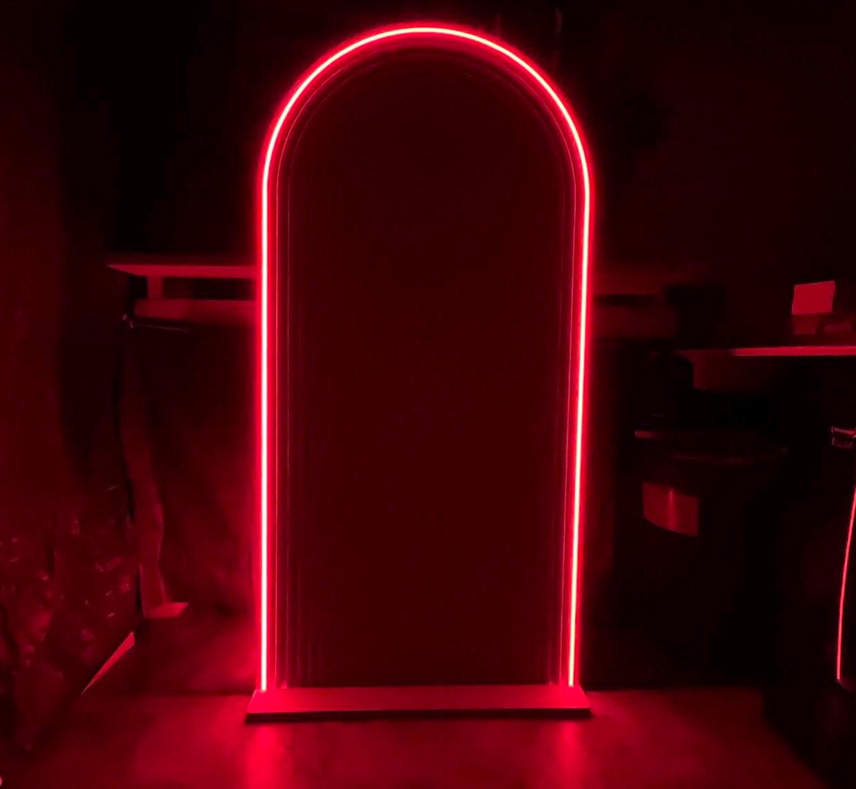 RGB Neon Party Backdrop: Wood Round Arch, Event Wall Display - Etsy