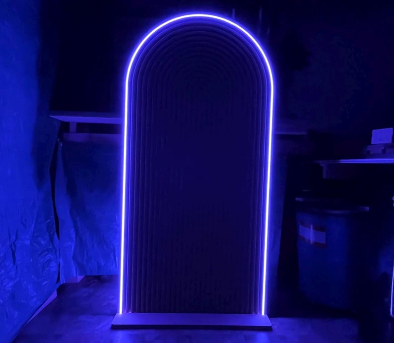 RGB Neon Party Backdrop: Wood Round Arch, Event Wall Display - Etsy