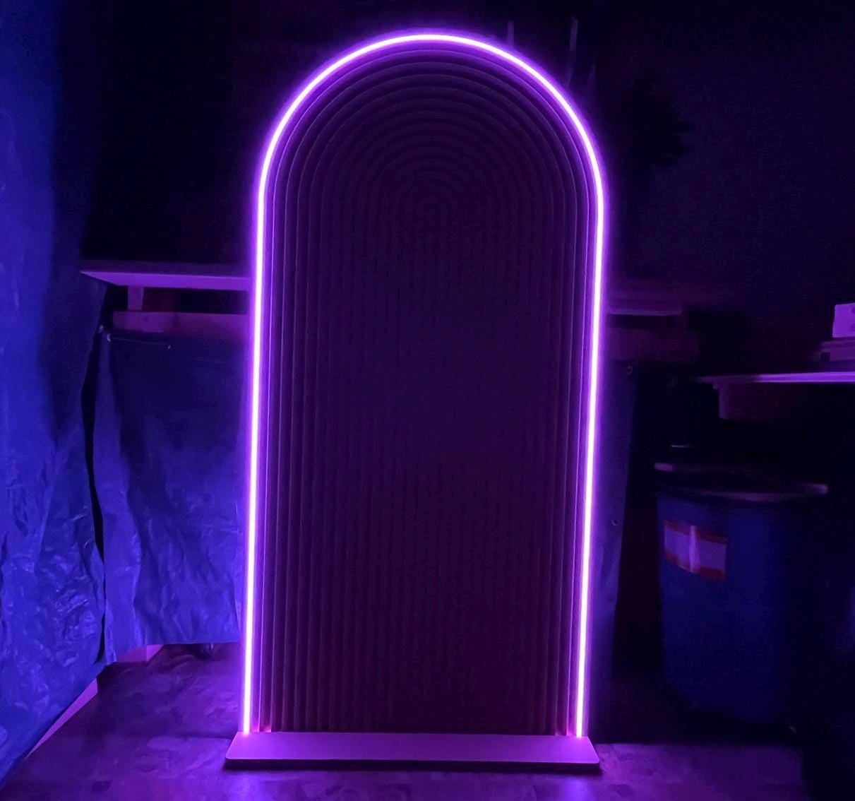 RGB Neon Party Backdrop: Wood Round Arch, Event Wall Display - Etsy