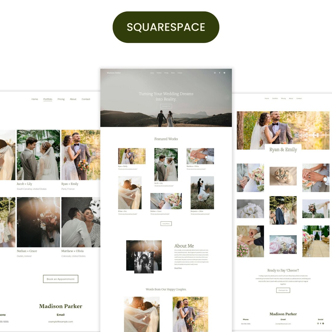 Squarespace Wedding Photographer Template, Modern Wedding Photo Website ...
