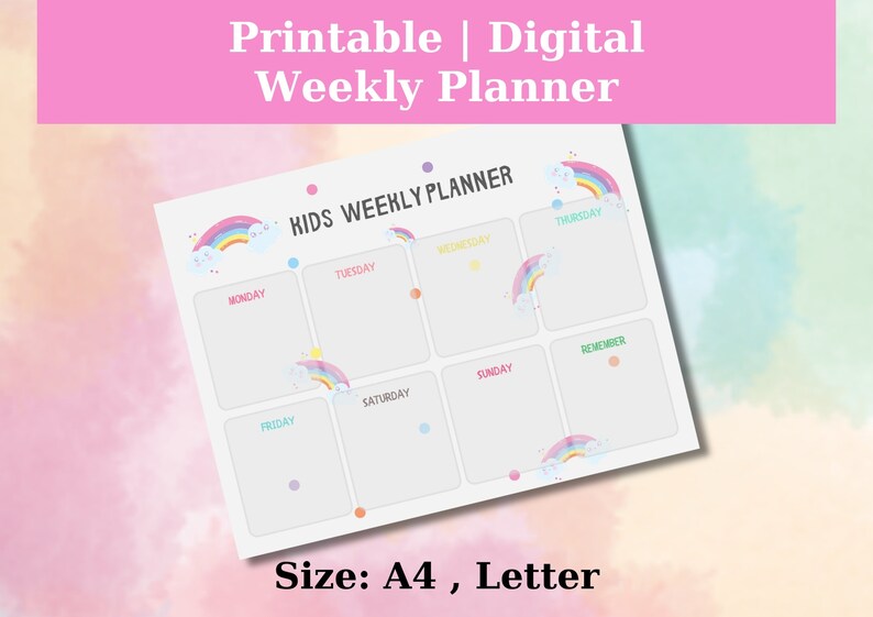 Kids Printable Planner, Kids Weekly Planner, Childrens Activity ...