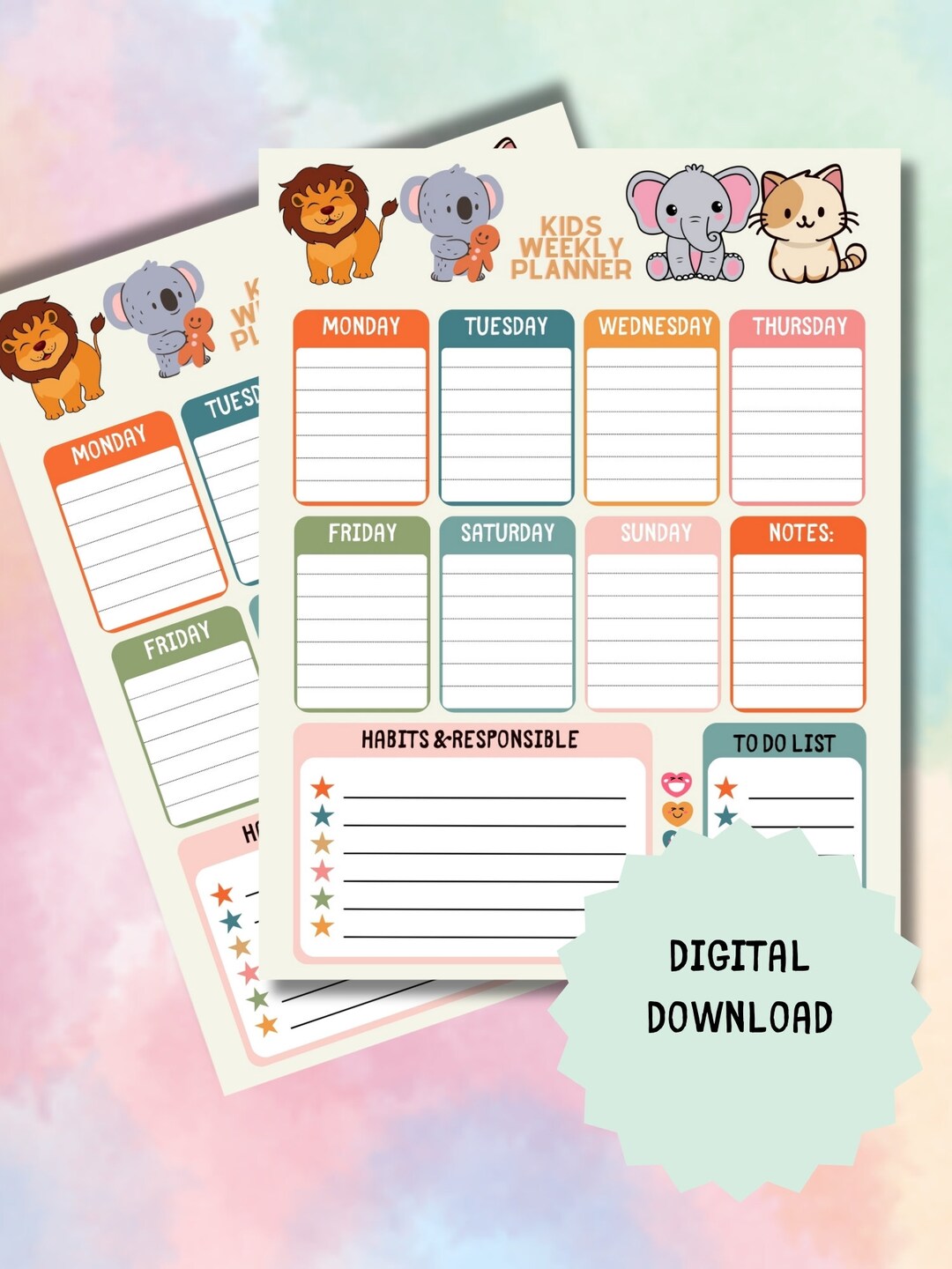Kids Printable Planner, Kids Weekly Planner, Childrens Activity ...