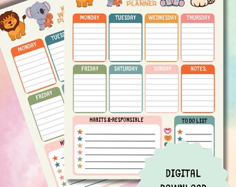 Kids Printable Planner, Kids Weekly Planner, Childrens Activity ...