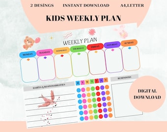 Kids Printable Planner, Kids Weekly Planner, Childrens Activity ...