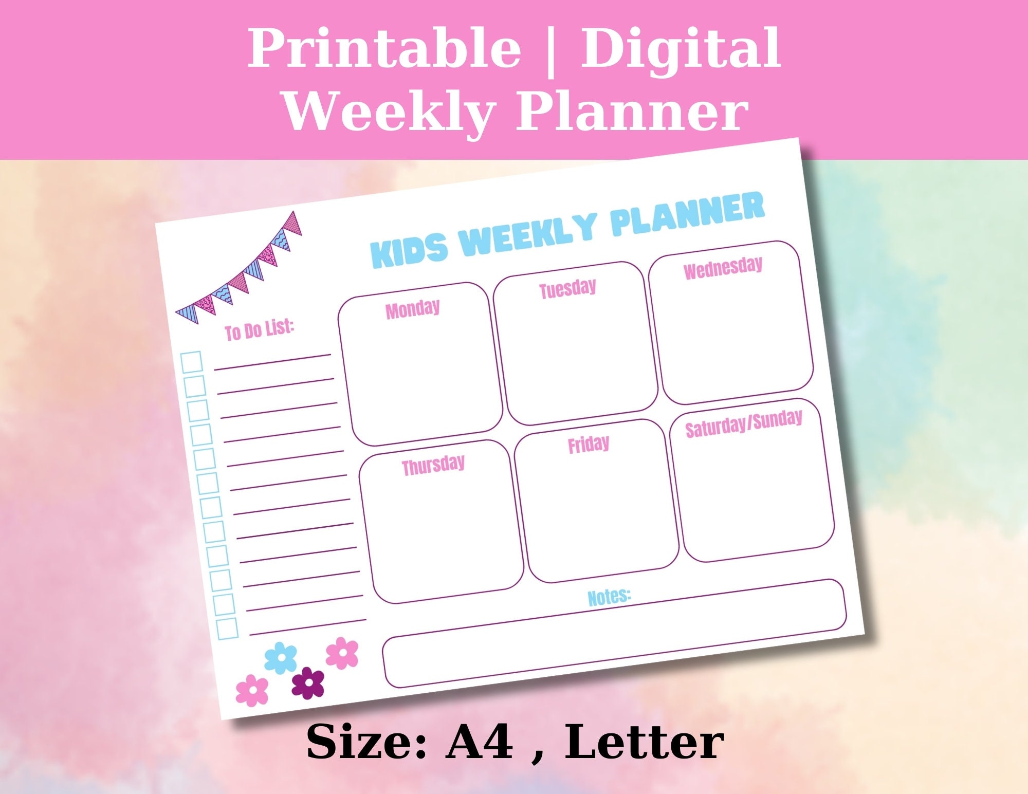 Kids Printable Planner, Kids Weekly Planner, Childrens Activity ...