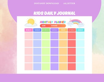 Kids Printable Planner, Kids Weekly Planner, Childrens Activity ...