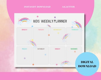 Kids Printable Planner, Kids Weekly Planner, Childrens Activity ...