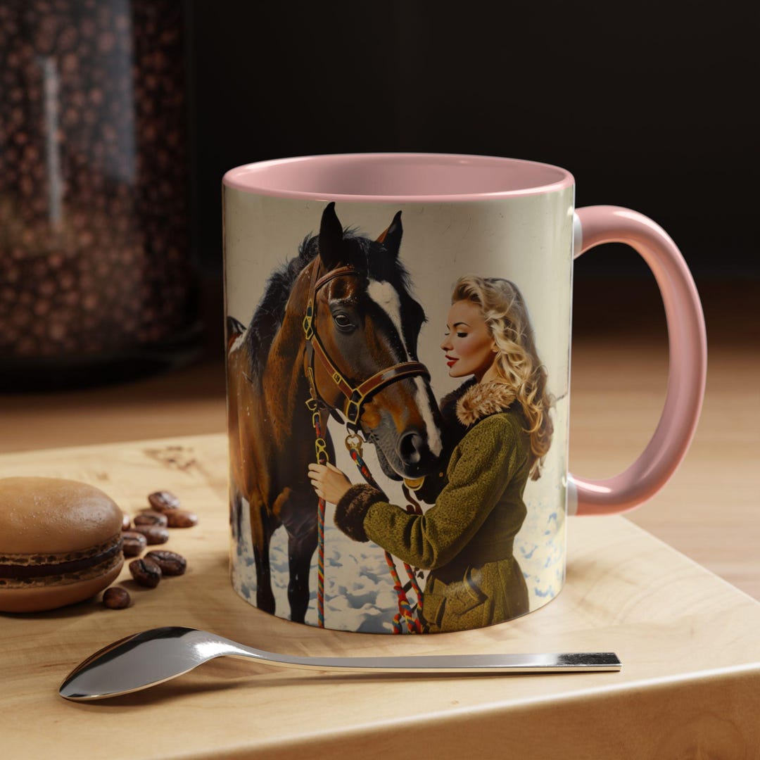 Vintage Horse Coffee Mug, Coffee Tumbler, Vintage Painting, Christmas ...