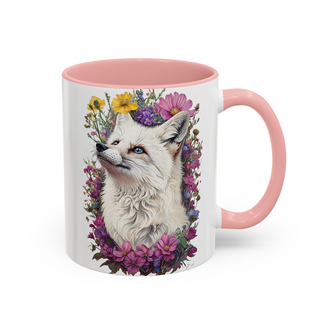 Fox Coffee Mug, Floral Animal Print Cup, Nature Lover Tea Cup, Rustic ...