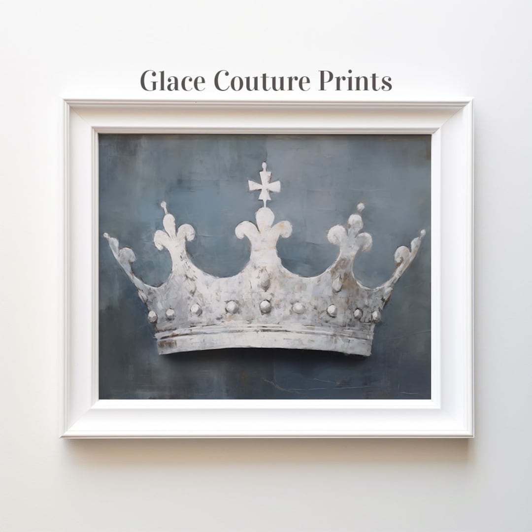 Abstract Style Distressed Silver Crown on Dusty Blue | Digital Download ...