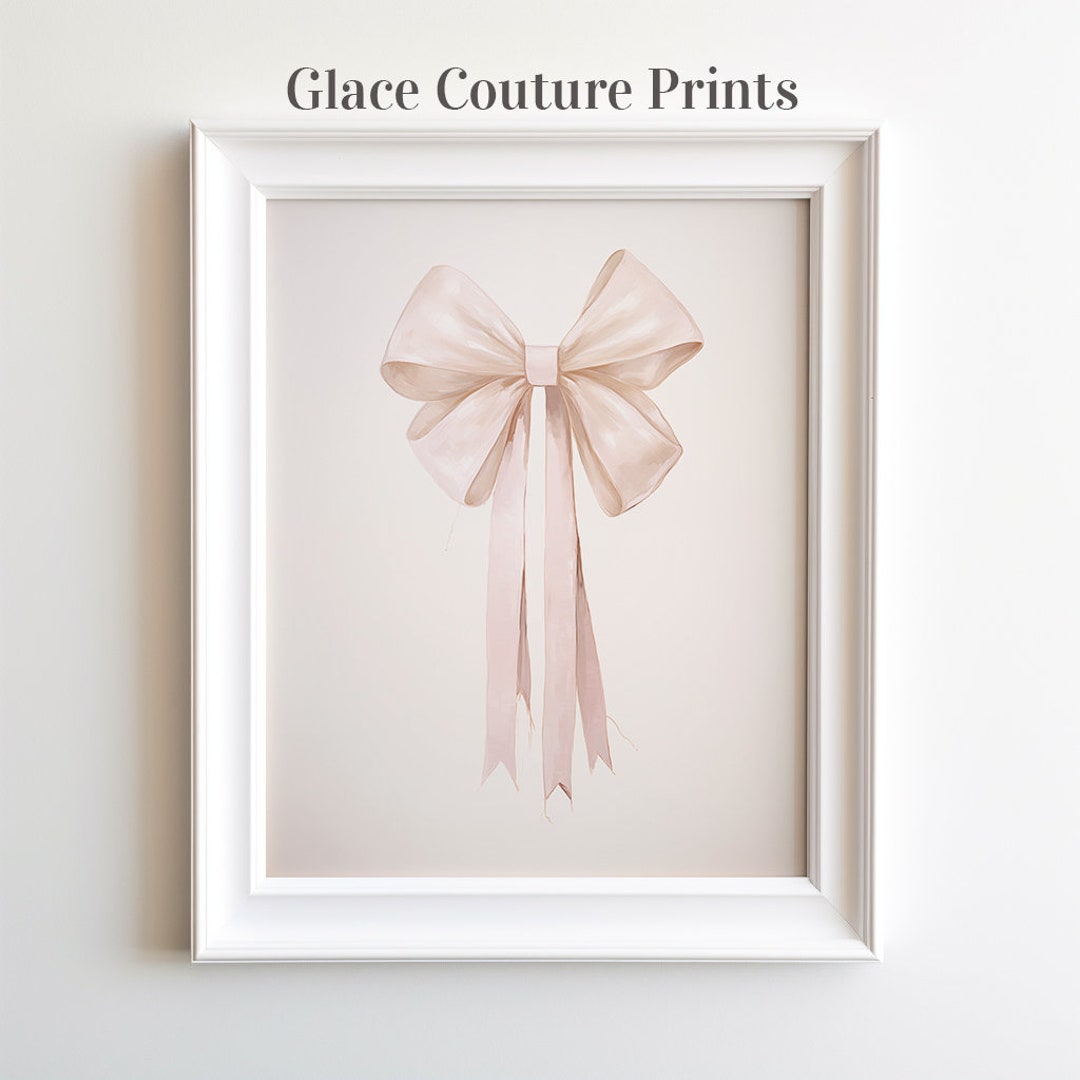 Pale Pink Bow With Long Tails | Digital Download | Printable Wall Art ...
