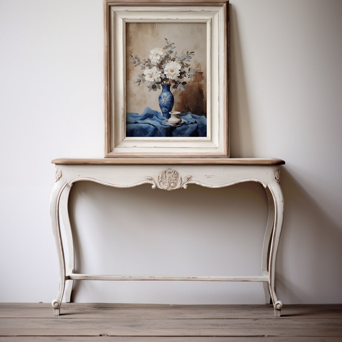 White Blooms in Blue Vase Still Life | Digital Download | Printable ...