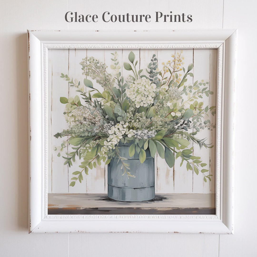 Eucalyptus Floral Print: Farmhouse Style Artwork (digital Download ...