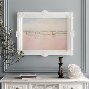 Pink Sandy Beach Scene | Digital Download | Printable Wall Art | - Etsy