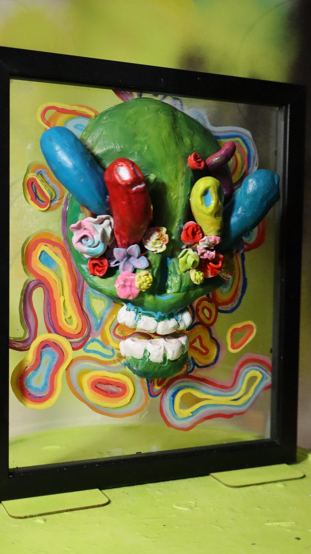 Hand-painted 8.5"x11" Floating Green Skull Double Sided Art - Etsy